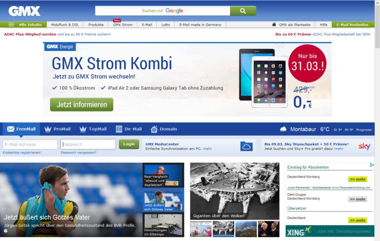 20 Jahre GMX - So hat sich die Website verändert